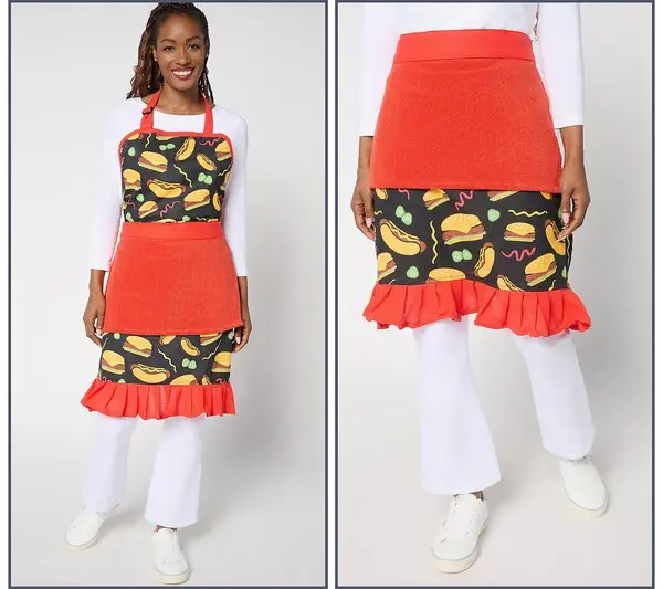 TEMP-TATIONS As Is Seasonal Grill & Frill Apron Duo - One-color