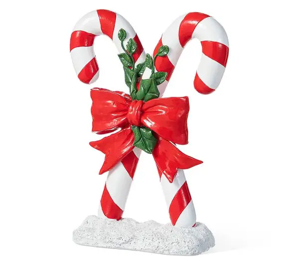 GLITZHOME 10'h Christmas Resin Candy Cane Table Decor