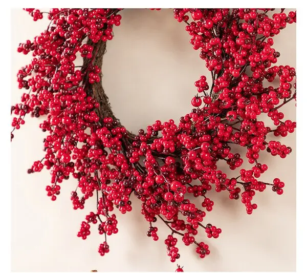GLITZHOME 25'd Christmas Red Berries Wreath