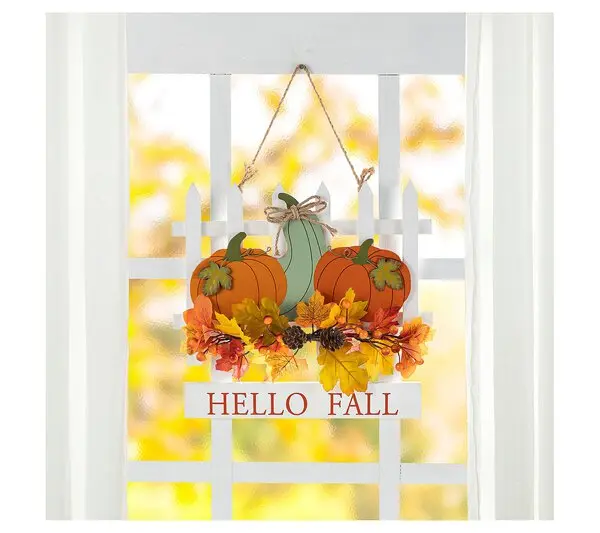 GLITZHOME 14'l Fall Harvest Pumpkin Patch Hangi Ng Art - One-color