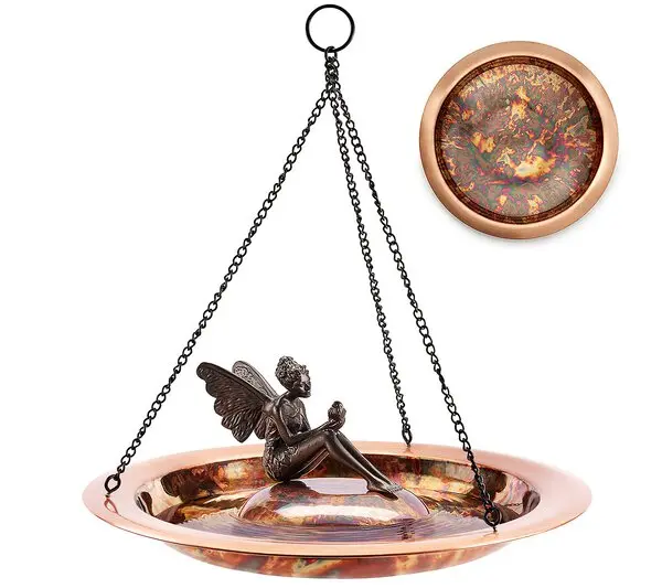 GOOD DIRECTIONS 18' Hanging Fired Copper Birdbath W/ Fairy G Ood Directions - One-color