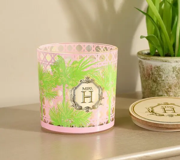 MRS. H As Is 22oz Bamboo Palm Glass Candle With Wooden Lid - One-color