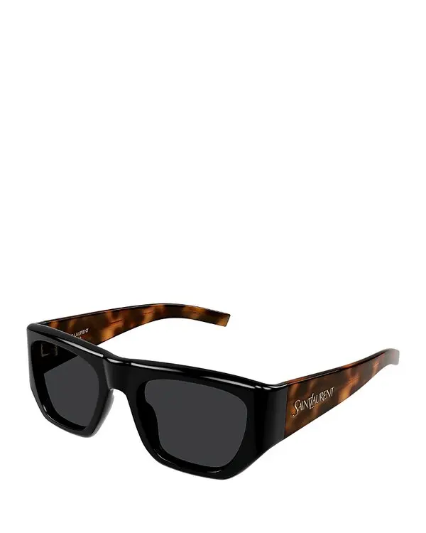 Saint Laurent Rectangular Sunglasses, 52mm - Black/avana