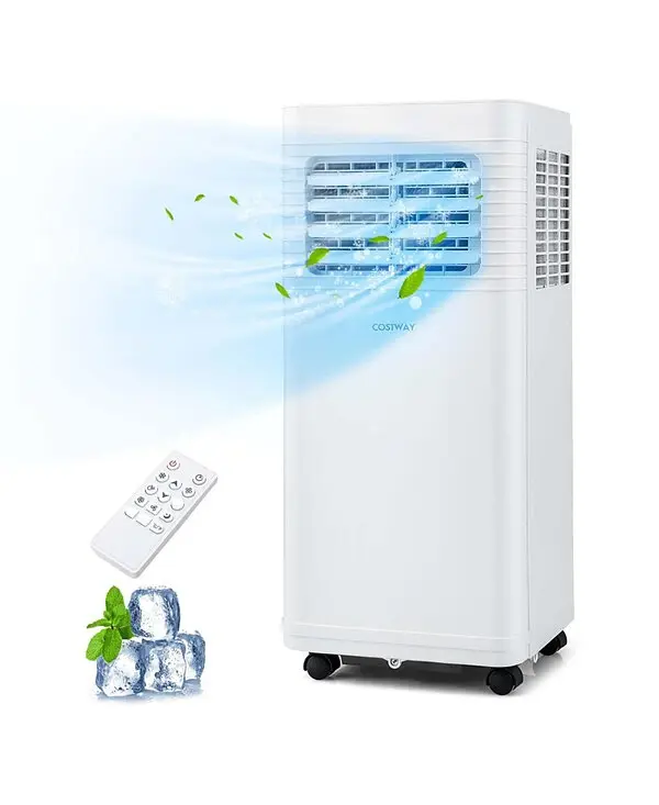 COSTWAY Portable Air Conditioner 9000 Btu 3 In 1 Ac Unit With Fan Dehumidifier Sleep Mode 6250 Btu - White
