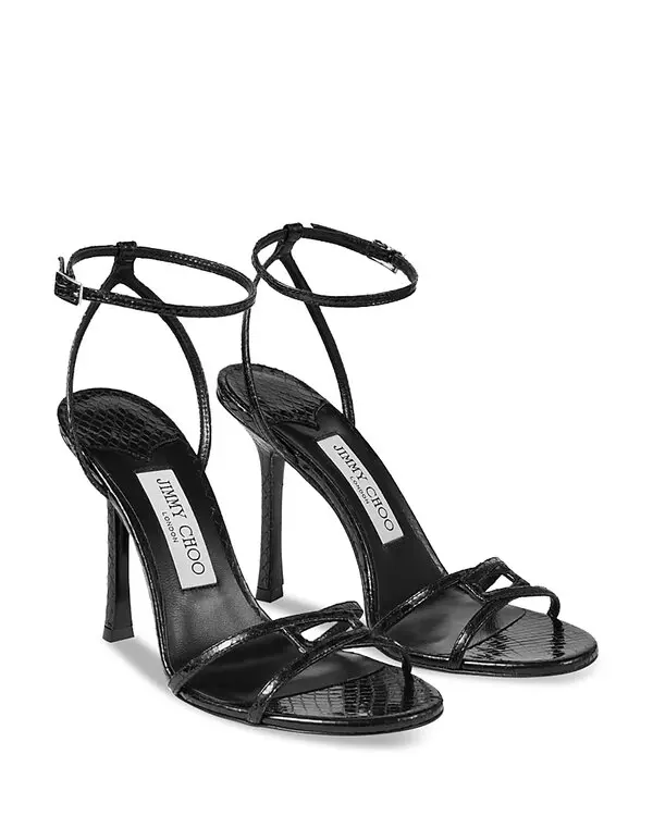 JIMMY CHOO 1998 Leo 100 High Heel Sandals - Black