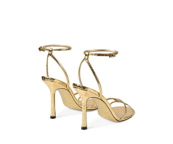 JIMMY CHOO 1998 Leo 100 High Heel Sandals - Gold