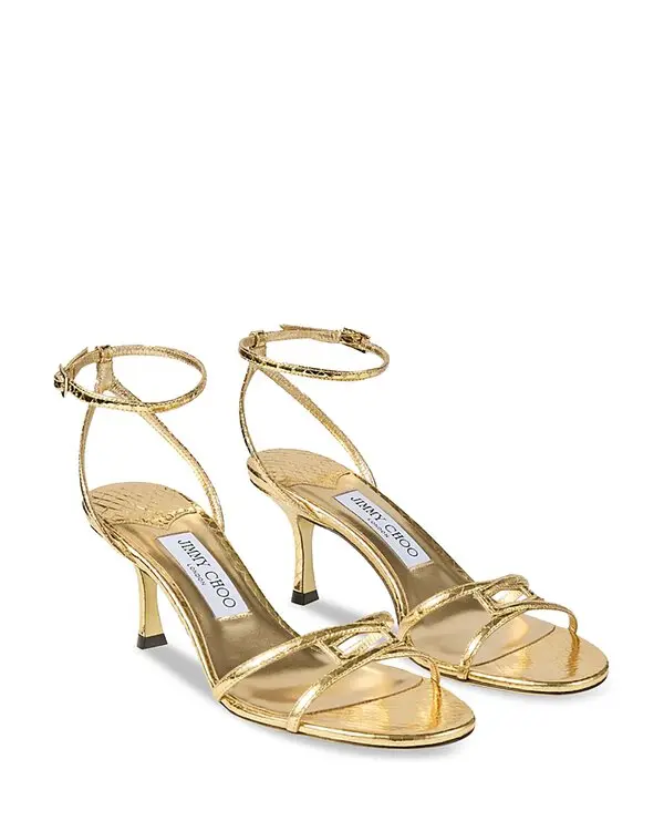 JIMMY CHOO 1998 Leo 65 High Heel Sandals - Gold