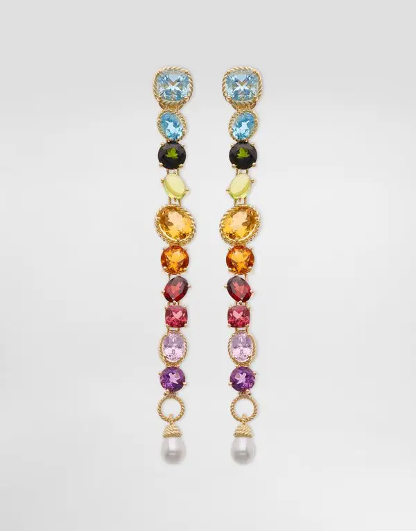 Dolce & Gabbana 18-karat Yellow Multi-stone Dangle Earrings - Gold