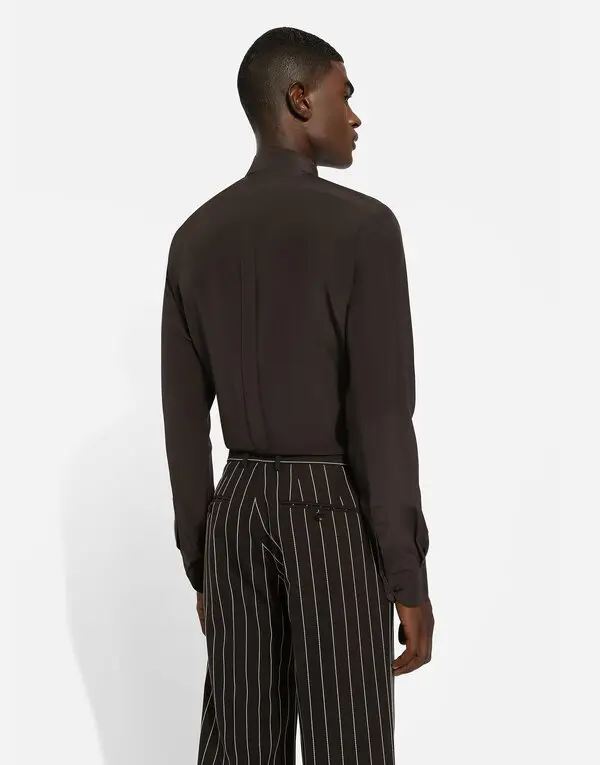 Dolce & Gabbana Silk Martini-fit Shirt With Shirt Front - Brown