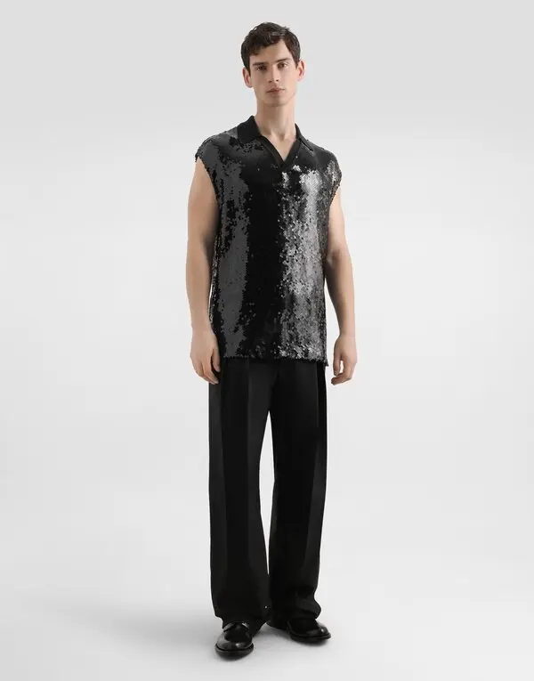 Dolce & Gabbana Sleeveless Sequin Polo Shirt