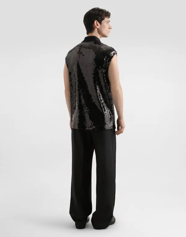 Dolce & Gabbana Sleeveless Sequin Polo Shirt