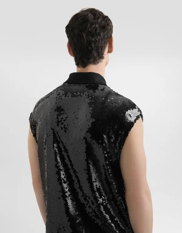 Dolce & Gabbana Sleeveless Sequin Polo Shirt