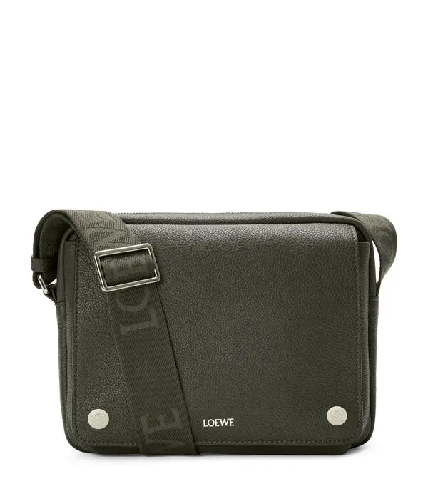 Loewe Medium Leather Pebble Messenger Bag - Green