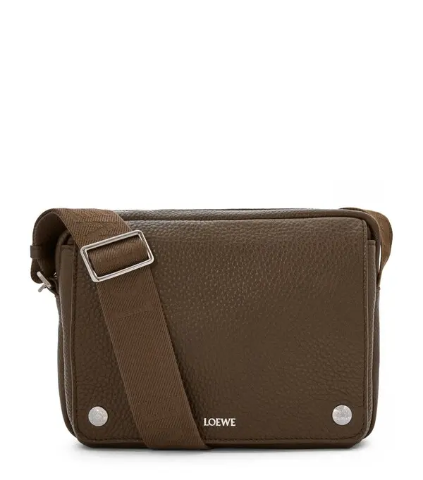 Loewe Medium Leather Pebble Messenger Bag - Grey