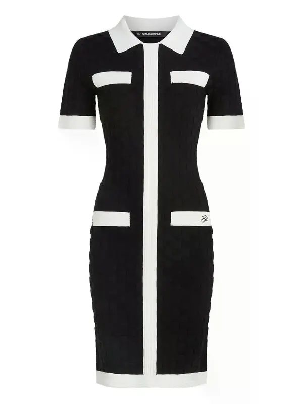 Karl Lagerfeld Contrast-piping Polo Dress - Black