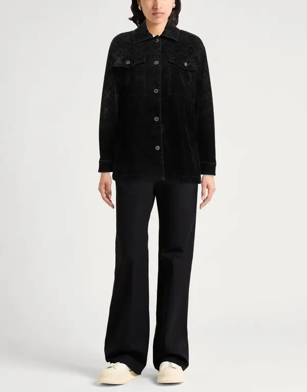 Alberta Ferretti Denim Flocked Overshirt