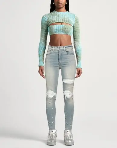 Amiri Jeans In Cotton, Elastomultiester, Elastane, And Cow Leather - Blue