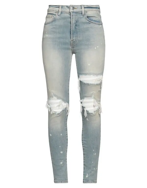Amiri Jeans In Cotton, Elastomultiester, Elastane, And Cow Leather - Blue