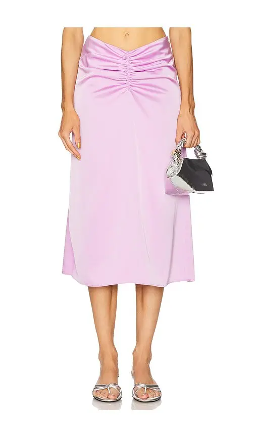 ET OCHS Ruched Satin Midi Skirt