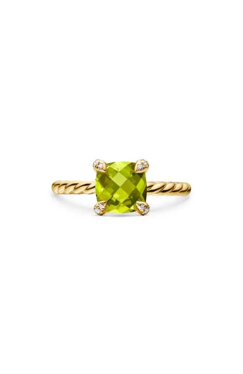 David Yurman Chatelaine® Ring In 18k Yellow Gold With Peridot And Diamonds - D0.026 18k Yellow Gold