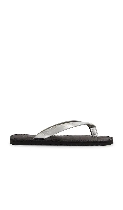 ALLSAINTS Sydney Metallic Leather Thong Sandals - Silver