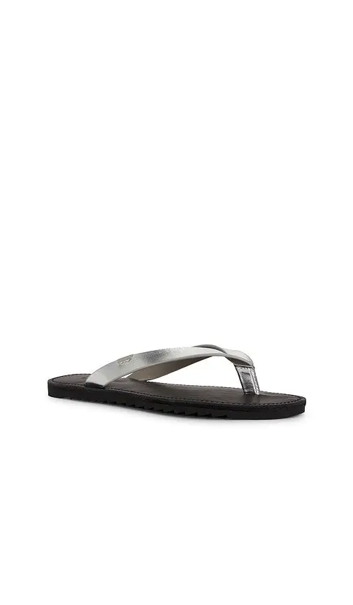ALLSAINTS Sydney Metallic Leather Thong Sandals - Silver