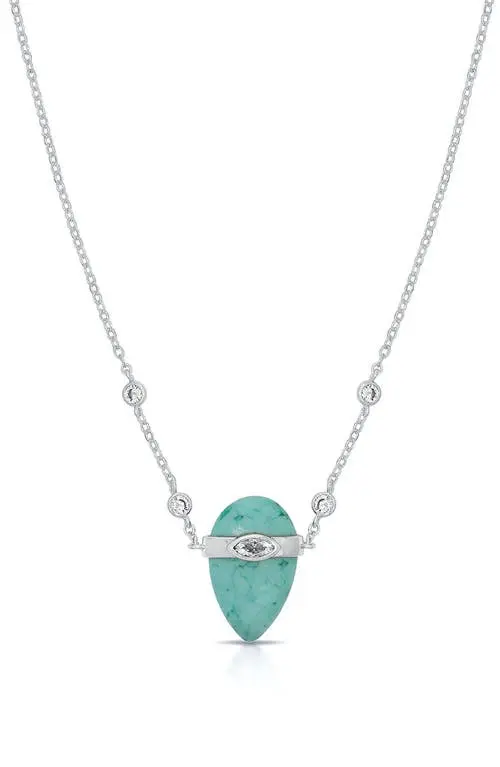 Ettika Cubic Zirconia Solstice Necklace - Turquoise And Silver
