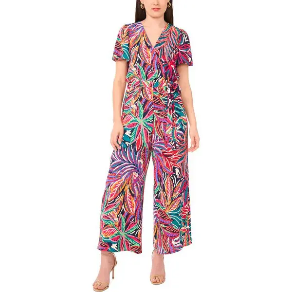 Vince Camuto Floral Print Wide Leg Jumpsuit - Pink Multi
