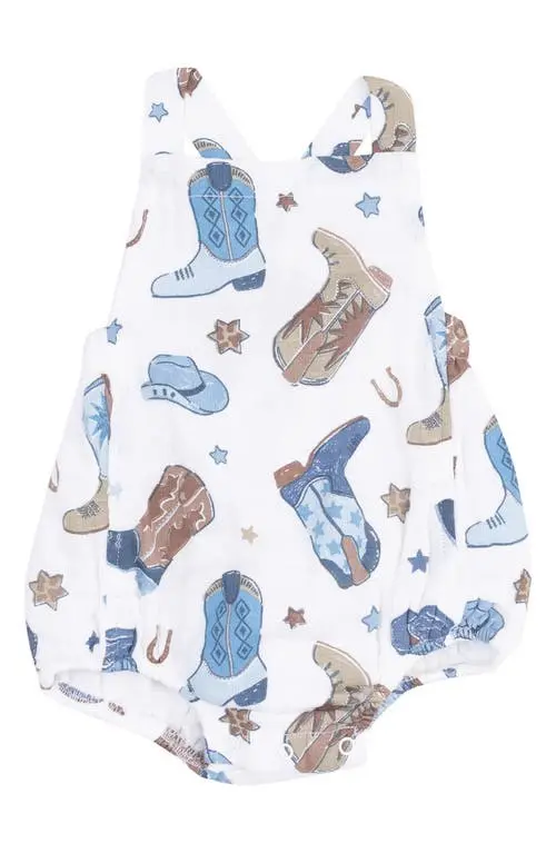ANGEL DEAR Print Organic Cotton Muslin Romper - Blue
