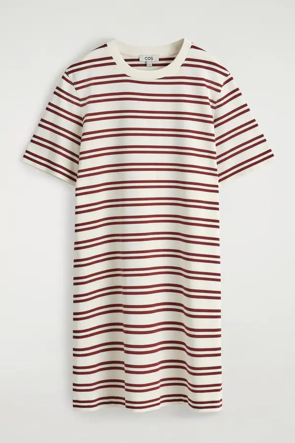 Cos Striped Cotton Mini T-shirt Dress - White