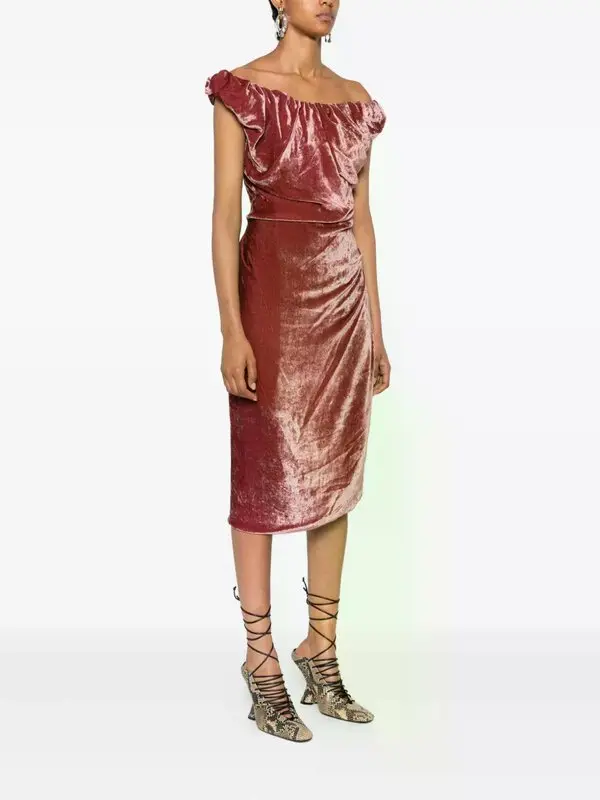 VIVIENNE WESTWOOD Off-shoulder Velvet Midi Dress