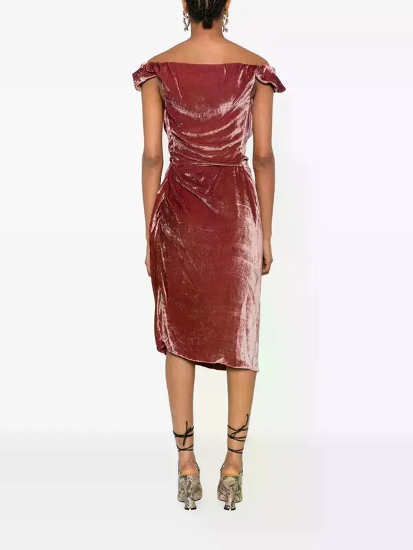 VIVIENNE WESTWOOD Off-shoulder Velvet Midi Dress