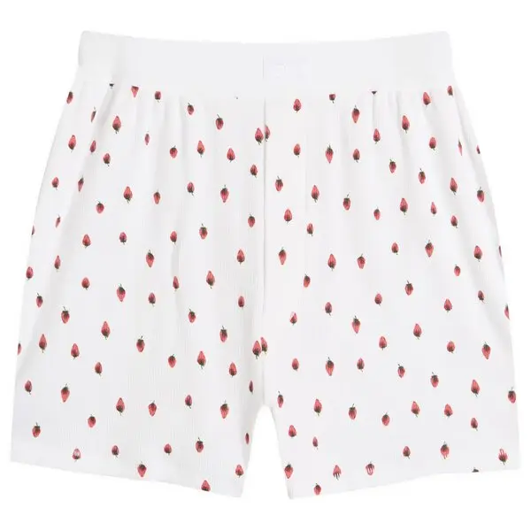 SKIMS Cotton Rib Loose Boxer - Snow Strawberry Print