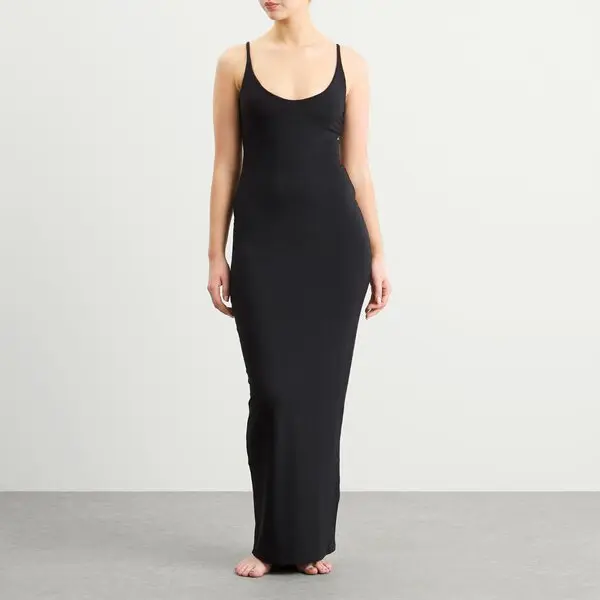 SKIMS Smooth Lounge Skimpy Scoop Neck Midi Dress - Obsidian