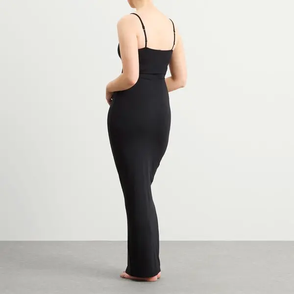 SKIMS Smooth Lounge Skimpy Scoop Neck Midi Dress - Obsidian