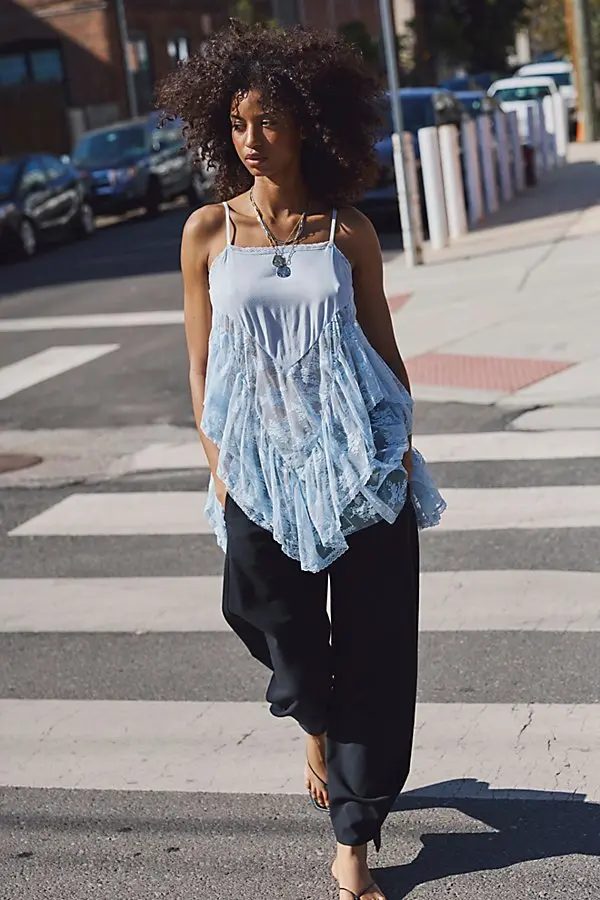 Free People Intimately Sunday Candy Lace Ruffle Slip Dress - Skyride