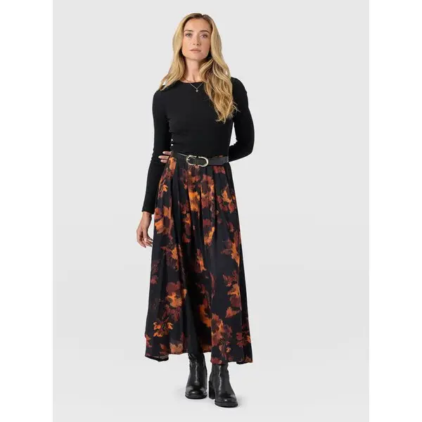 SAINT + SOFIA Renee Contrast A-line Dress - Autumn Floral