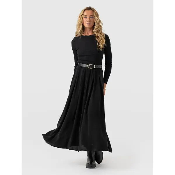 SAINT + SOFIA Renee Contrast A-line Dress - Black