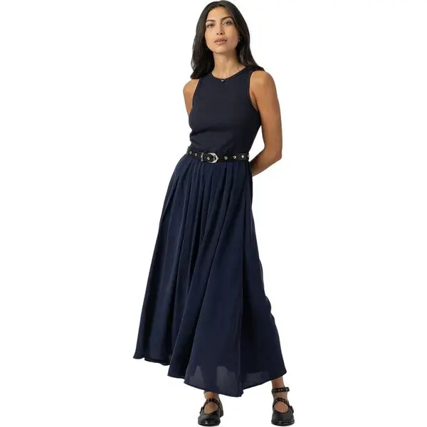 SAINT + SOFIA Renee Contrast A-line Dress - Blue