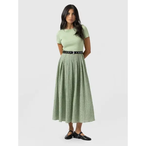 SAINT + SOFIA Renee Contrast A-line Dress - Mint Gingham