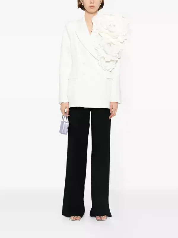 SAIID KOBEISY Tailored Blazer With Floral Detail - White