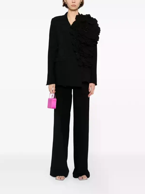 SAIID KOBEISY Tailored Floral Pants - Black
