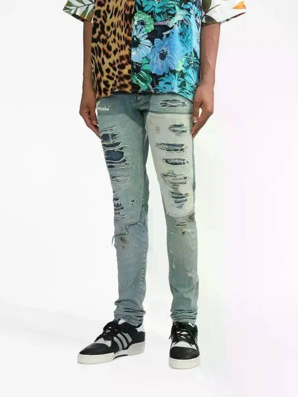 Amiri Logo-print Distressed Jeans