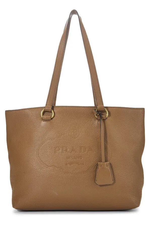 Prada Vitello Daino Embossed Logo Tote