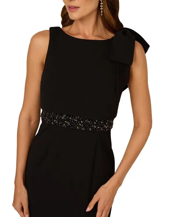 Adrianna Papell Beaded Crepe Popover Gown In Black - 71% Off | Editorialist