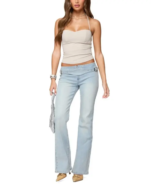 EDIKTED Jesika Sweetheart Halter Top - Beige