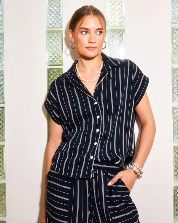 Fifteen Twenty Colette Striped Button-up Top