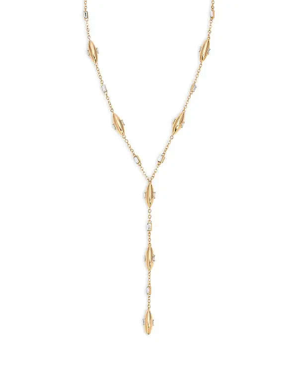 Ettika Baguette Crystal Oval Dome Lariat Necklace - Gold
