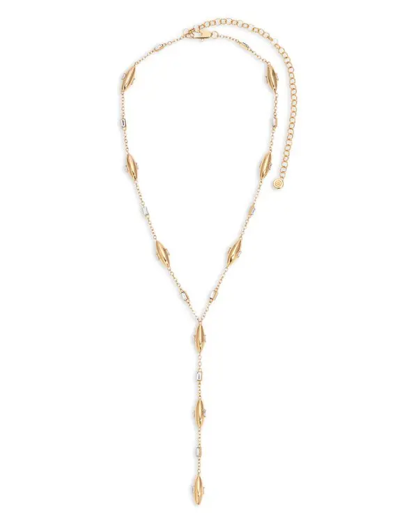 Ettika Baguette Crystal Oval Dome Lariat Necklace