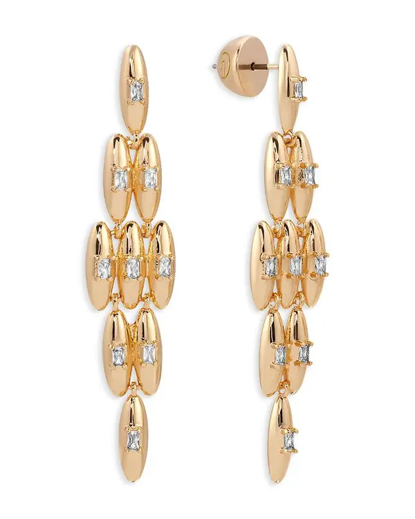 Ettika Baguette Cubic Zirconia Oval Dome Statement Earrings - Gold